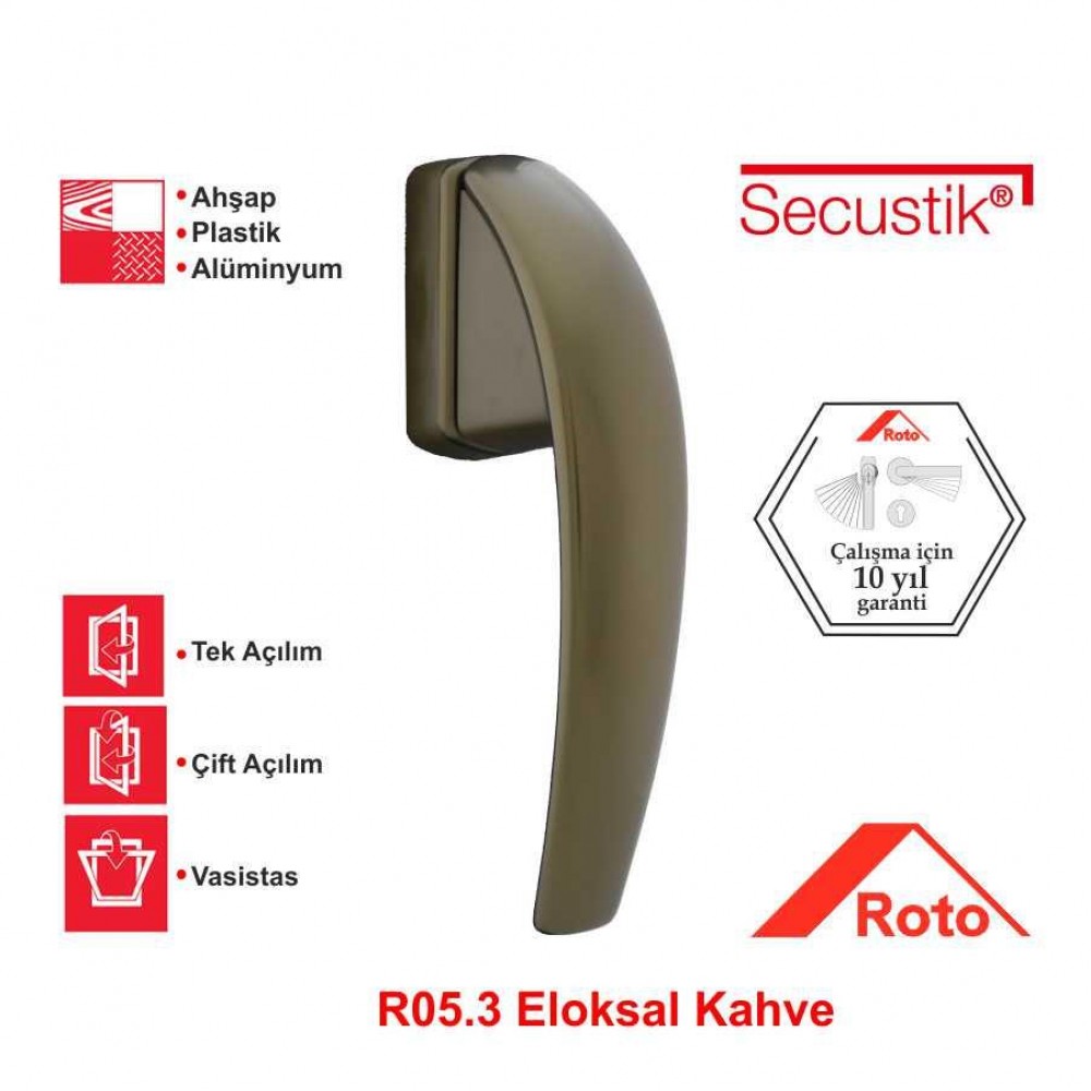 Roto Swing Secustik 43 mm Pencere Kolu - R.053 Kahve Eloxal